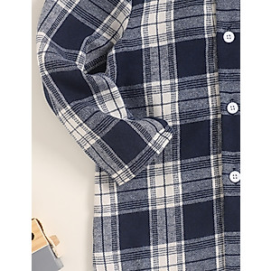 Fuermos Toddler Baby Boys Clothes Flannel Lattice Button Down Hooded Tops +Pants Boys Fall Winter Outfits(5-6T)