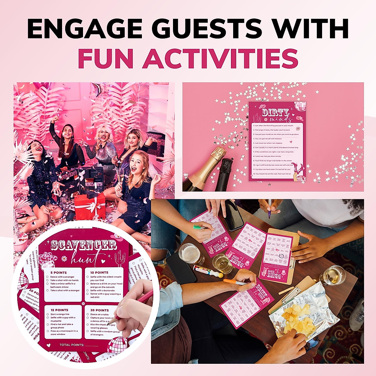 STOFINITY Funny Bachelorette Party Games - Bachelorette Games for Parties Scavenger Hunt, Bachelorette Bingo Card Games for Bridal Shower Games, Bach Games for Bachelorette Party Decorations