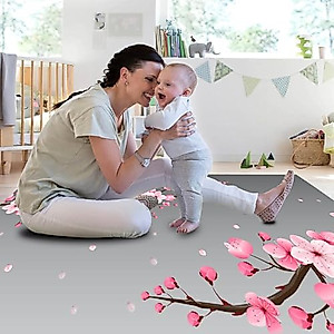 Japanese Cherry Blossoms Area Rugs 9x12ft/108x144in/275cmx365cm Rug Washable Outdoor Patio Rugs for Living Room Outdoor Dining Room Bedroom Farmhouse Rug, Soft Indoor Rugs