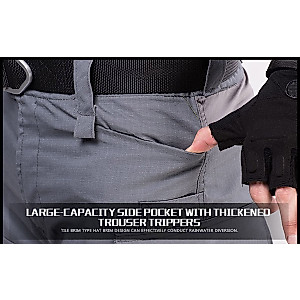 HAN·WILD Men's Tactical Military Suits Long Sleeve Rip-Stop Uniforms Combat Shirt and Pants Elbow Knee Pads (Gray, XL(132~154LB))