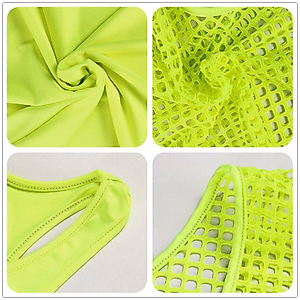 Smile Fish Women Casual Sexy 80s Costumes Fishnet Neon Off Shoulder T-Shirt (Neon-Green US 10/Tag Size L)