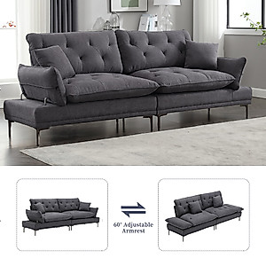 MOONMISS Loveseat Sofa, Modern Couch with Removable Pillows, Deep Seat w/Soft Cushions, Accent Upholstered Sleeper Sofa Couch for Home, Apartment, Office,Dark Grey