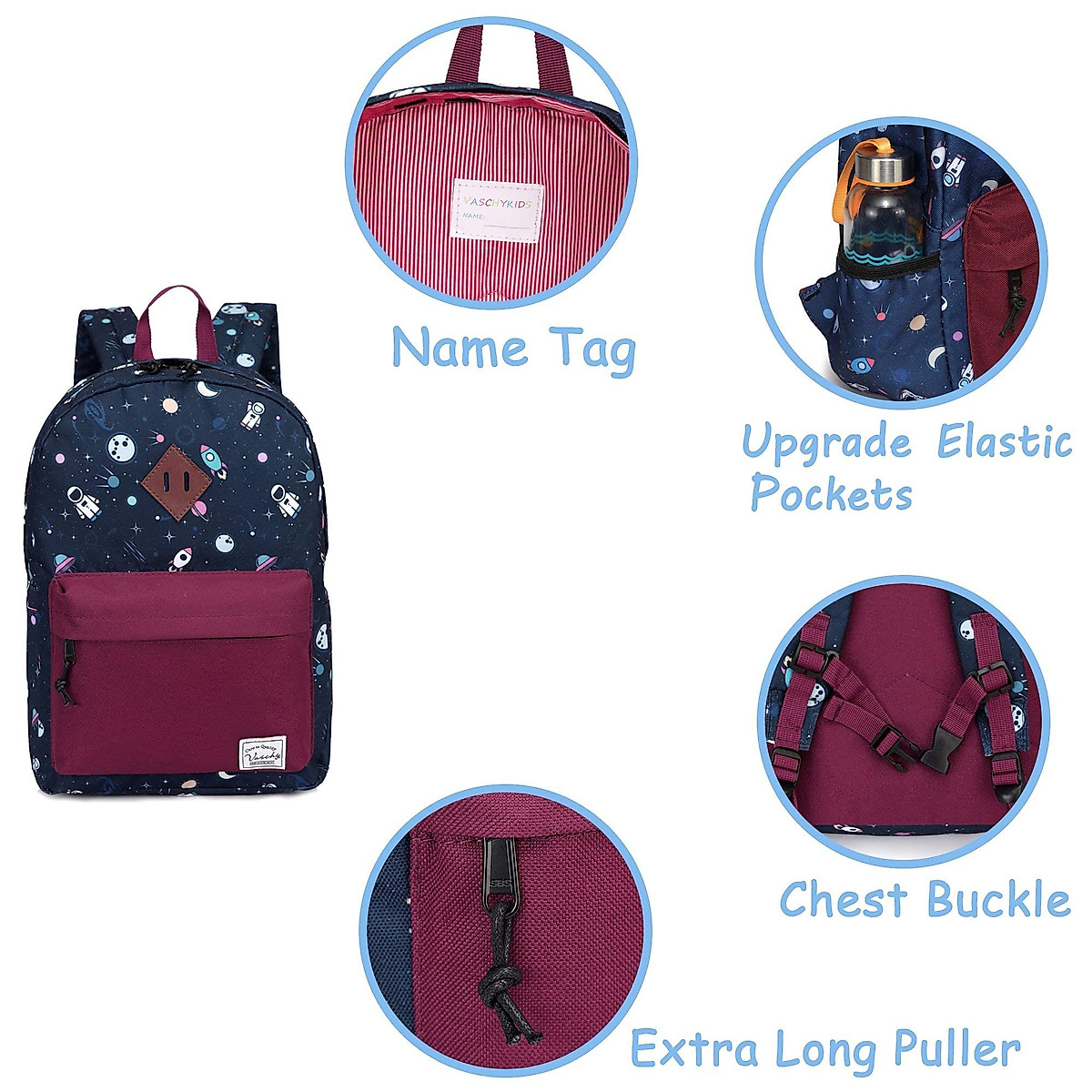 VASCHY Preschool Backpack and Cute Neoprene Lunch Bag Bundle