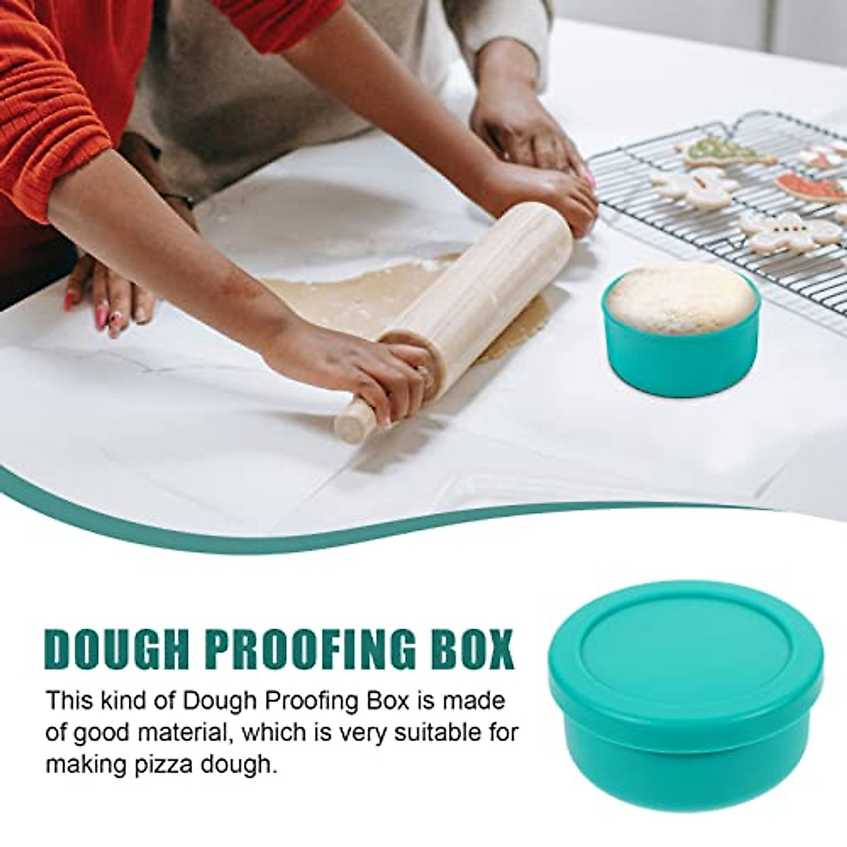 CALLARON Dough Bowl Proofing Boxes Dough Proofing Trays with Lid 700ml Silicone Box Container Pizza Dough Boxes Bread Dough Container Food Storage Box Container for Home Kitchen Green Veggie Tray