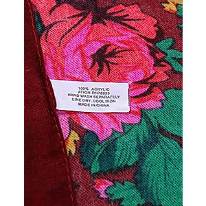 MJ SERECA Acrylic Bandana Printed Hair Scarf Square Ukrainian Head Scarf Floral Babushka Neck Scarf for Women 30"/42"/60" (3 Pack-A 30")