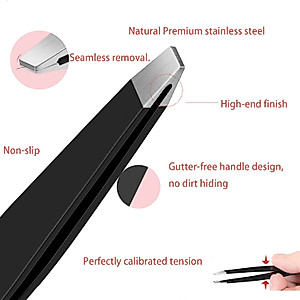 Eyebrow Tweezers Set for Women & Men, 4Pcs Professional Stainless Steel Slanted and Pointed Tweezer Set to Remove Facial Hair, Spl YLT-2 Tweezers - 1