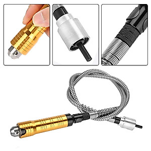 Electric Drill Grinder Tool, 0.5-6.5 Mm Chuck Handle 6Mm Flexible Flex Shaft Adapter Attachment Fit Electric Drill Grinder Tool for Detail Metal Engraving, Wood Carving, and Jewelry Polishing