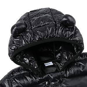 PATPAT Fall Winter Coats for Toddler Boys Toddler Girls Winter Jacket Outerwear with Hoods Black size 18-24 Months