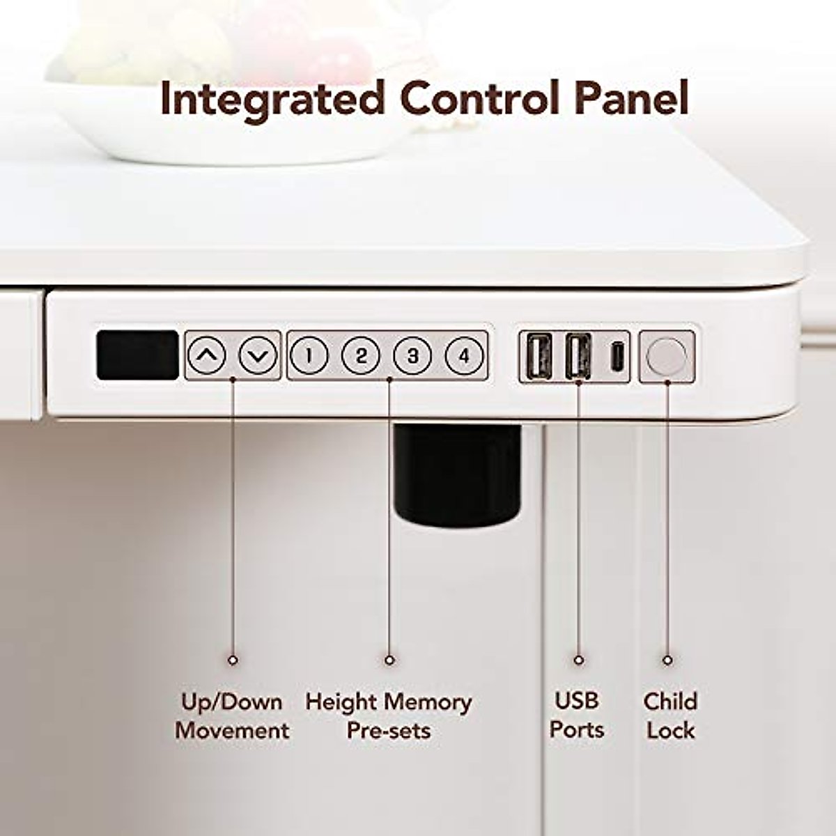 FLEXISPOT EW8 Comhar Electric Standing Desk with Drawers Charging USB A to C Port, Height Adjustable 48" Whole-Piece Quick Install Home Office Computer Laptop Table with Storage (White Top + Frame)