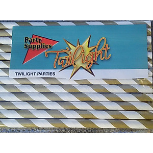 METALLIC GOLD, Vintage Paper Drinking Straws - HOLIDAY VALUE PACK - 4 Designs - 100 CT. by Twilight Parties