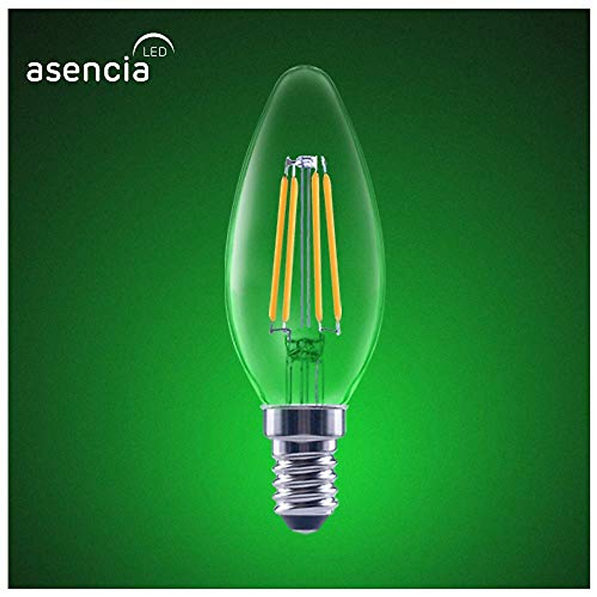 Asencia AN-03676 60 Watt Equivalent B11 All Glass Vintage Filament Dimmable LED Light Bulb, E12 Candelabra Base, 6-Pack, 6 Pack, Daylight (5000K)