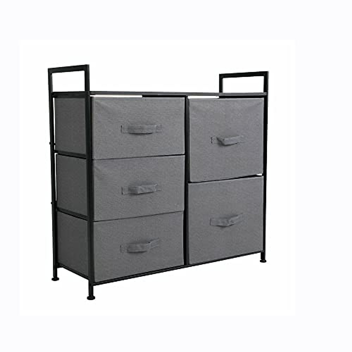 Nightstand Bedside Table Drawer Cabinet 32" Storage Dresser Unit Shelf Organizer House W/ 5 Fabric Drawer Bins Storage Cabinet Modern Style Dresser Storage Tower Storage Tower Dresser