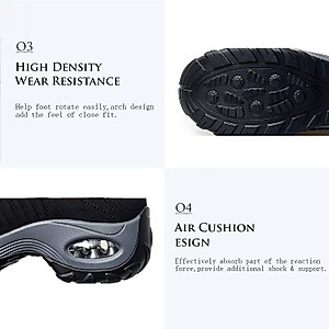 JITTUE Walking Shoes for Women Sneakers Athletic Non Slip on Fashion Running Platform Sock Mesh Lightweight Wedge Shoes (Black US 5.5)