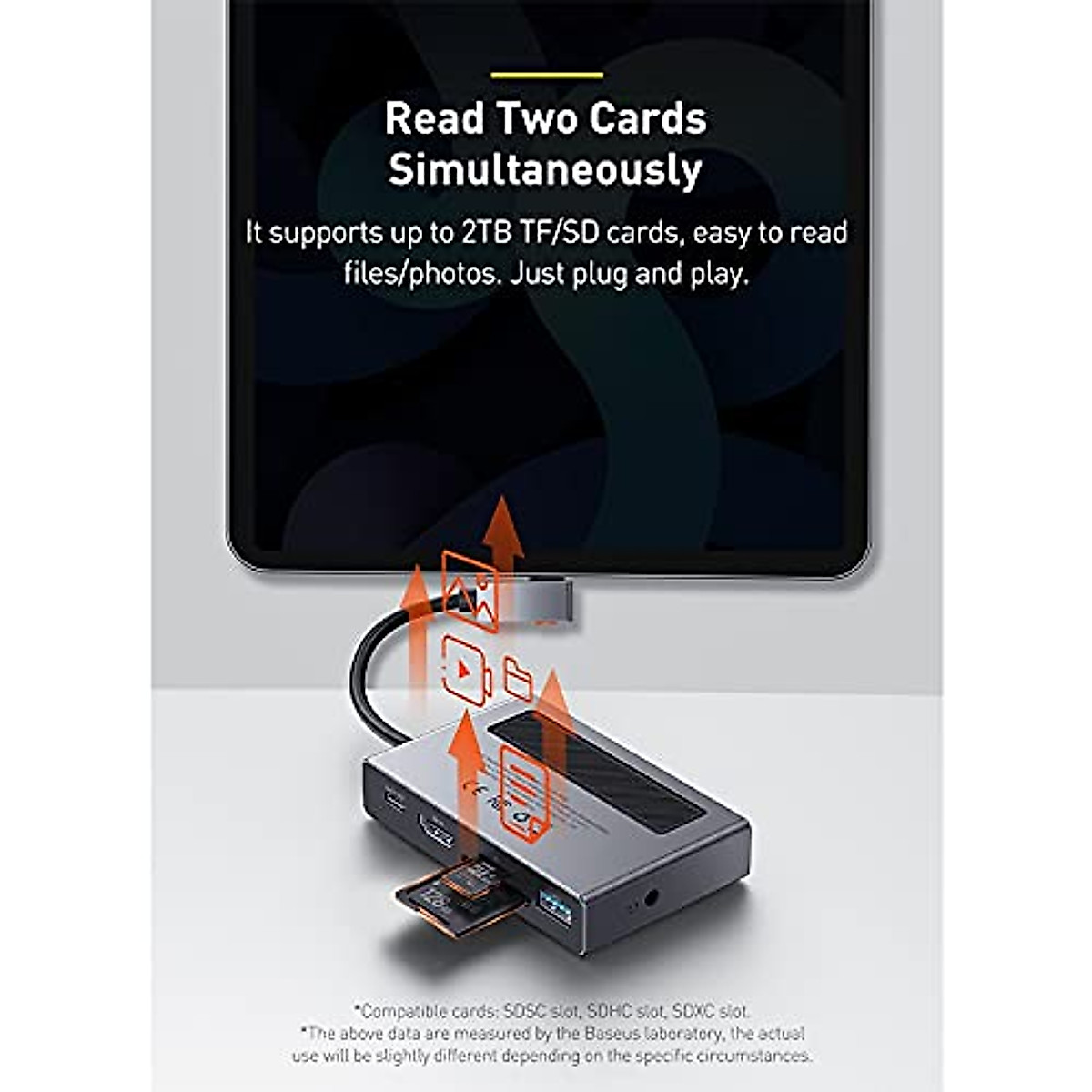 GPPZM USB Type C HUB to 4K HD TF SD Card Reader Retractable Clip USB C 3.0 Adapter Dock Station Splitter