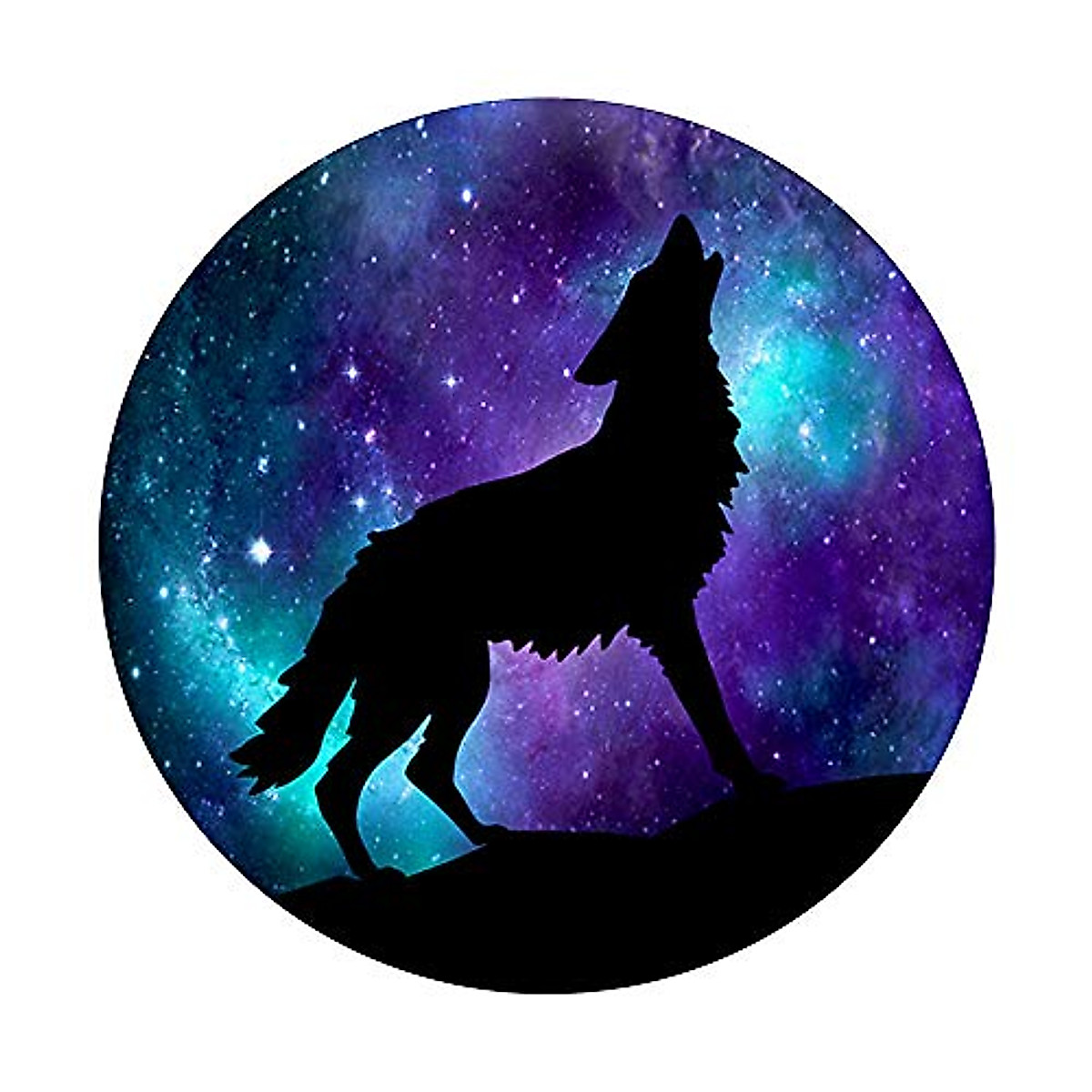 Galaxy Wolf Star Surreal Wild Lone Wolves Double-Exposure PopSockets PopGrip: Swappable Grip for Phones & Tablets