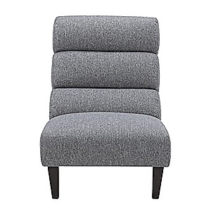 Amazon Brand – Rivet Modern Channel Tufted Armless Accent Chair, 28.3"W,Wood, Grey
