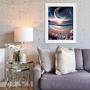 Buewutiry Moon Beach Diamond Painting Kits for Adults - 12x16 Inch Full Drill Diamond Art Kits for Adults Beginner - DIY 5D Diamond Dots Painting Craft for Home Wall Decor Gift (Moon Beach)