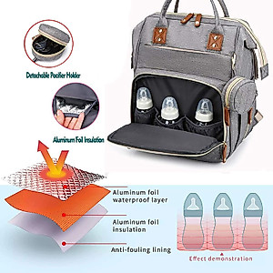 3 in 1 Diaper Bag Backpack with Changing Pad Large Capacity Portable Portable Foldable Mommy Bag Waterproof Newborn Baby Shower Gifts Travel Backpack Stroller Straps（Grey）