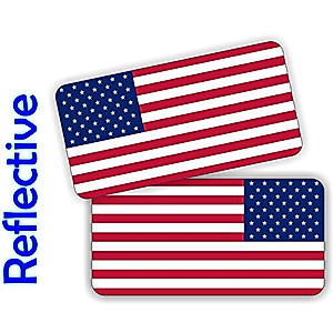 (Pair) REFLECTIVE American Flags Hard Hat Stickers | Flag Motorcycle Helmet Decals | Vinyl Labels Toolbox Lunchbox Old Glory Laptop Notebook Patriotic