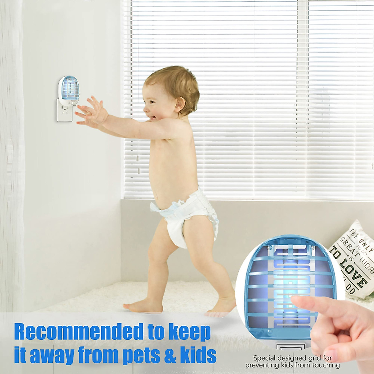 DNFAF Fly Trap for Indoors, Bug Zapper Indoor, Electronic Mosquitoes Killer Mosquito Zapper with Blue Lights for Living Room, Home, Kitchen, Bedroom, Baby Room, Office(2 Packs)