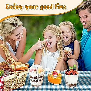 ALEXPRE 360 Pack 5oz 6oz Dessert Cups with Lids and Spoons, 3 Styles Clear Plastic Appetizer Cups Disposable Party Mini Parfait Cups for Serving Fruit Trifle Mousse Ice Cream and Pudding Dessert Cups