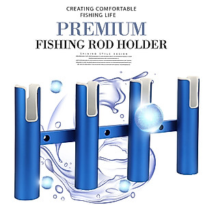 Xinkunmarine Aluminium Fishing Rod Holders for Boat, Wall-Mounted Fishing Pole Roof Rod Rack,Surf Fishing Rod Holder for Truck, Boats & Yacht (4 Tubes Blue)