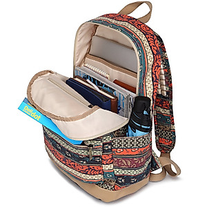 Kinmac New Bohemian Laptop Backpack with Massage Cushioned Straps Student Travel Outdoor Backpack for Laptop Up to 15.6 Inch