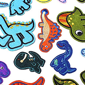 AXEN Embroidered Dinosaur Iron on Patches DIY Accessories, Assorted Dinosaur Decorative Patches, Cute Applique Patches for Jackets, Hats, Backpacks, Jeans, 26 Pieces Package