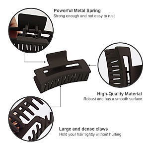 YEEPSYS Hair Claw Clips, Hair Accessories for Women and Girls Thin Hair, Strong Hold Hair Clip (3.5 inch, Matte Black+ Dark Brown)