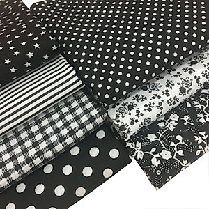 OZXCHIXU 7PCS/lot Black Series Floral Cotton Craft Fabric Textile Quilting Sewing Patchwork Fabric Fat Quarter Bundles Fabric for Scrapbooking Cloth Sewing DIY Crafts Pillows and Masks
