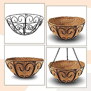 2 Pack Metal Hanging Planter Basket with Coco Coir Liner Chain Round Wire Plant Holder Flower Pots Hanger Garden Decoration Porch Decor Watering Hanging Baskets Indoor Outdoor (BUTTERFLY SHAPE)