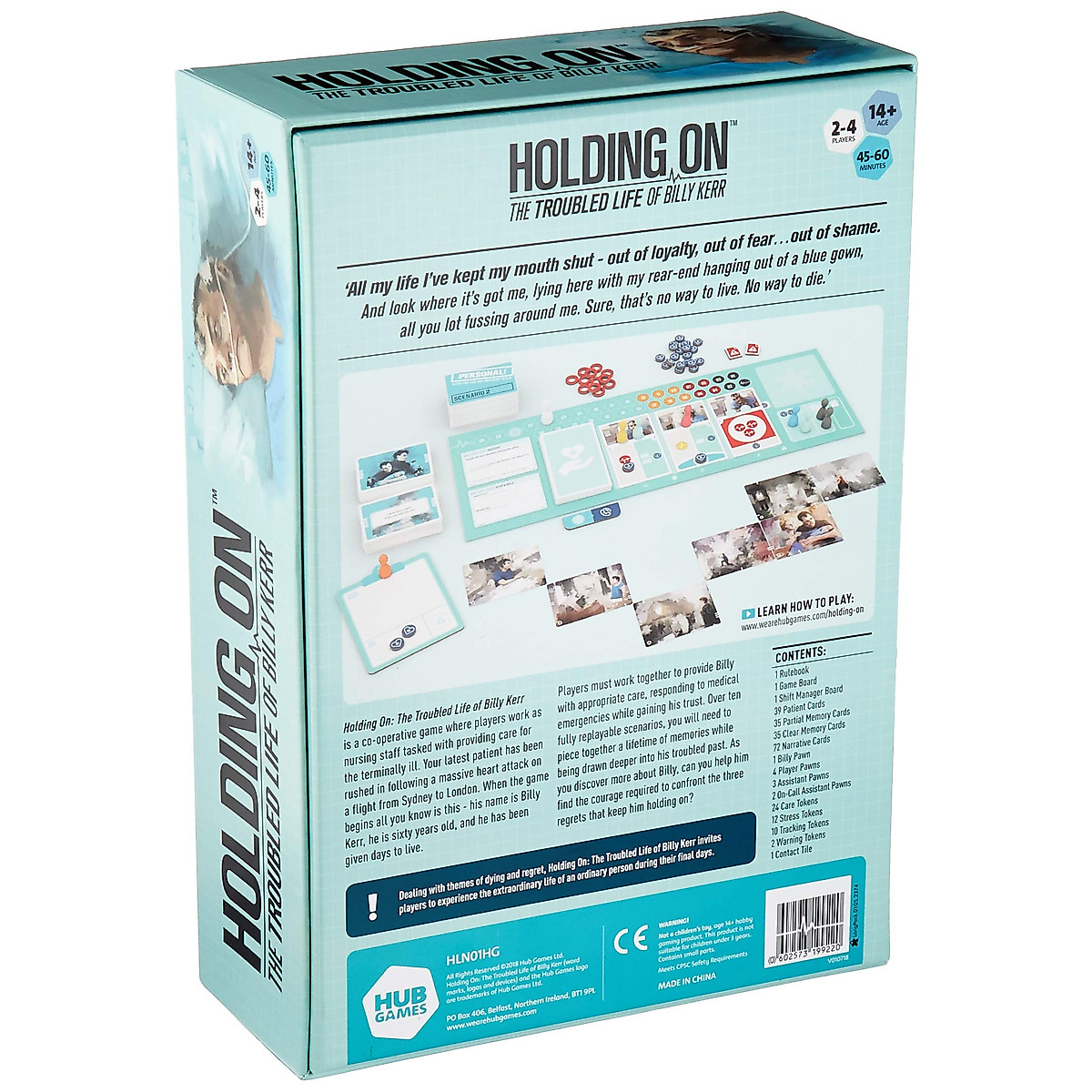 Hub Games Holding On The Troubled Life of Billy Kerr Board Game | Medical Mystery Game | Strategy Game | Cooperative Game for Adults | Ages 14+ | 2-4 Players | Avg. Playtime 40-60 Minutes | Hub Games