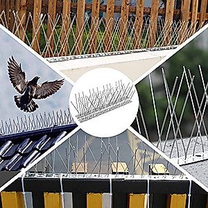 Recie 40 Feet Bird Spikes for Pigeons Small Birds, Premium Stainless Steel Bird Deterrent Spikes, Strong Flexible Anti Bird Spikes to Keep Birds Away (37 Pack - Unassembled)