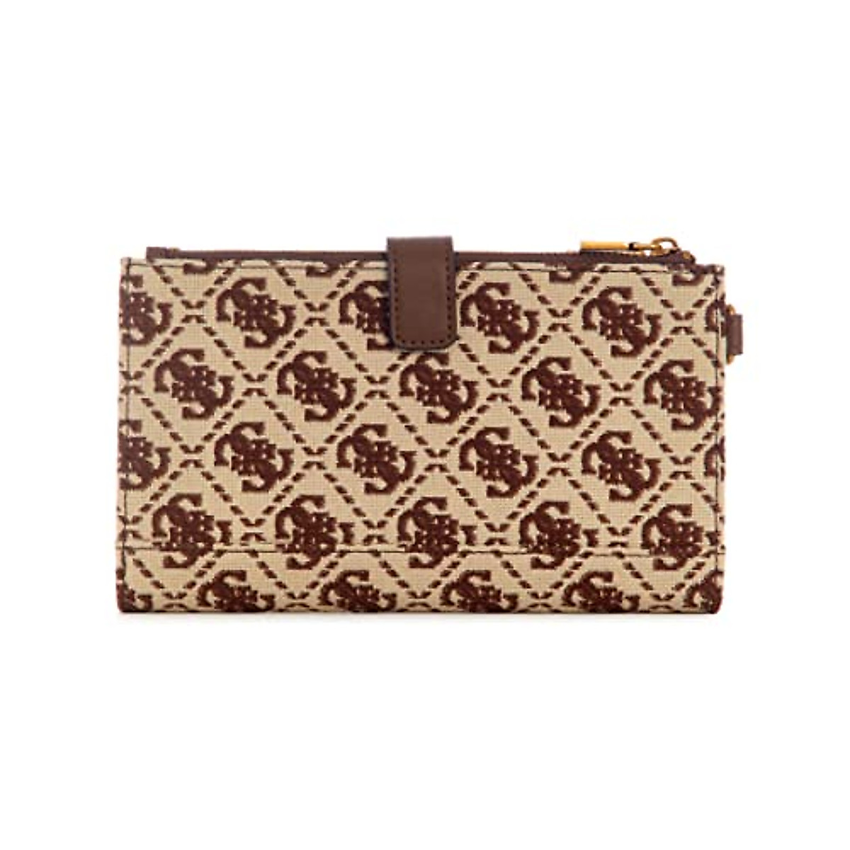 GUESS Izzy Double Zip Organizer Wallet, Brown Logo