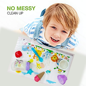 Safari Disposable Placemats for Table Top 60 Mats for Children Kids Toddlers Baby Perfect to use as Restaurants Place mats BPA Free Eco Friendly Sticks to Table Fun Designs Keep Neat Now!