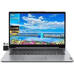 Lenovo IdeaPad Lightweight Laptop (2023 Model), 14" FHD Display, Dual Core Intel i3-1115G4 (Upto 4.1GHz,Beats i5-1030G7), 12GB RAM, 256GB NVMe SSD, Wi-Fi 6, Bluetooth, HDMI, Win 11 +MarxsolCables