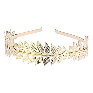 Toyvian Bridal Hair Crown Roman Goddess Leaf Branch Dainty Head Dress Boho (Gold)