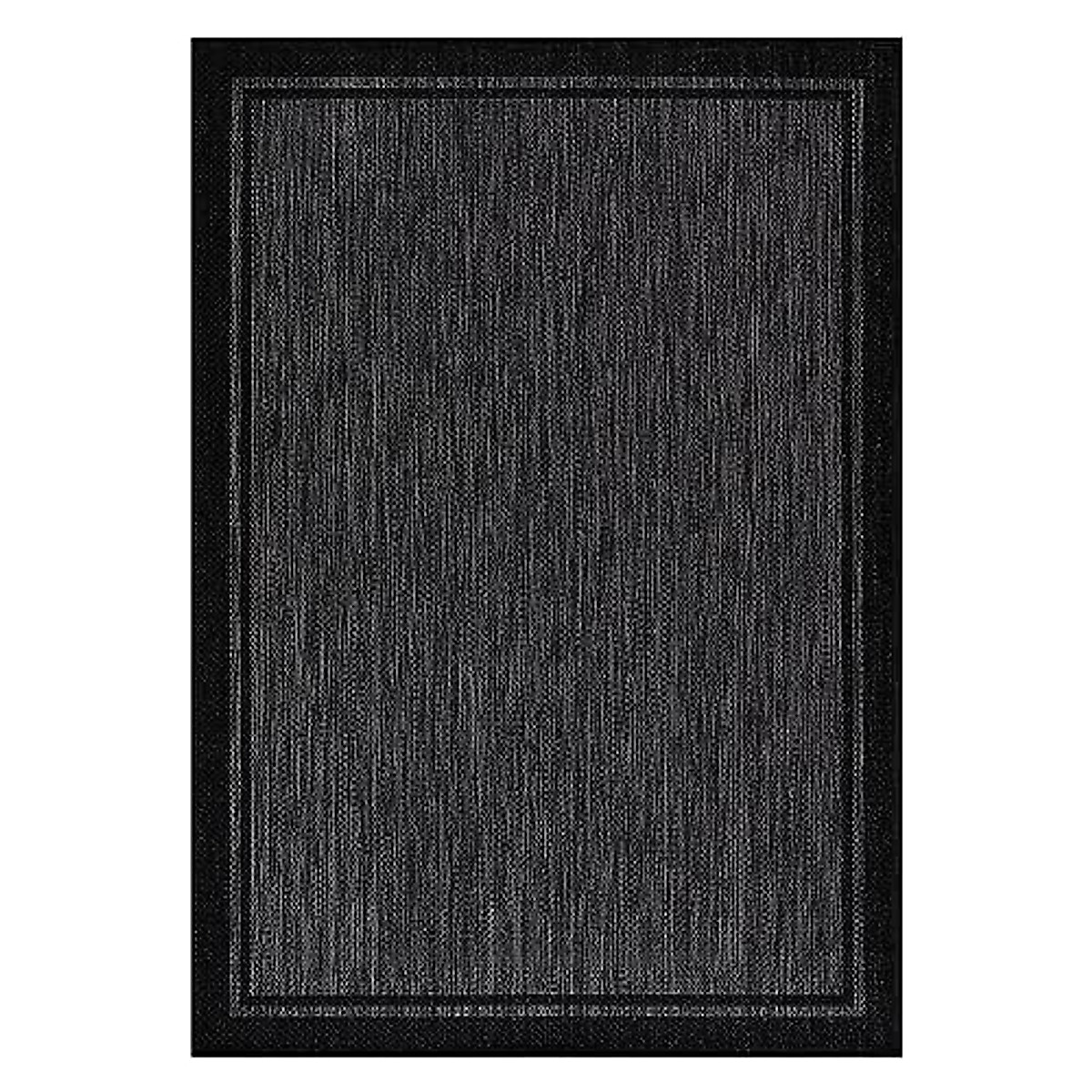 CAMILSON Indoor Outdoor Rug, 5x7 Bordered Dark Grey Black Modern Area Rugs for Indoor and Outdoor Patios, Kitchen and Hallway Mats, Washable Porch Deck Outside Carpet (Bordered Black, 5x7)