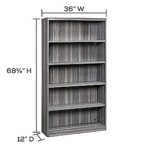 Mayline Aberdeen Bookcase, 5 Shelf, Gray Steel Tf