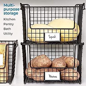 iDesign Classico Storage Basket with Handles for Pantry, Kitchen, Bathroom, Countertop, and Desk Organization, 12" x 10" x 7.75", Stackable-Large