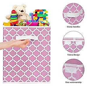 homyfort Toy Box for Girls, Kids - Large Toy Chest Organizers and Storage Boxes with Flip-Top Lid & Divider, Collapsible Container Bins for Playroom, Nursery, Closet, Living Room, 24.5"x13"x16", Pink