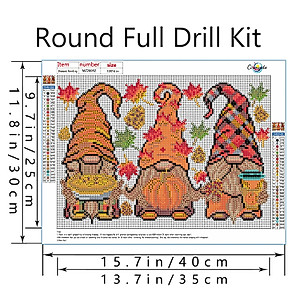 Cirmgete Fall Diamond Painting Kit,5D Diamond Art Kits for Thanksgiving Adults Full Round Drill,Paint by Diamonds Round for Wall Decor Gift