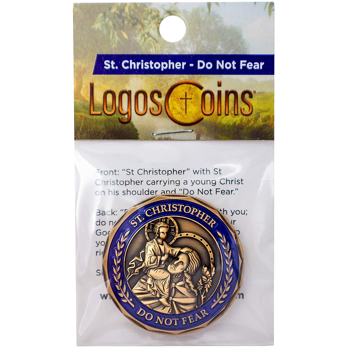 Saint Christopher, Do Not Fear, Protection Catholic Challenge Coin. Do not be Afraid, Do Not Be Dismayed for I am Your God, I Will Strengthen You & Help You. Antique Gold-Color Plated Travel Coin