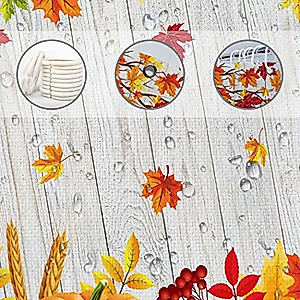 Juirnost Fall Shower Curtain Autumn Thanksgiving Day Pumpkin Shower Curtain Farmhouse Falling Maple Leaves Rustic Wooden Board Shower Curtain Home Bathtubs Decors 12 Hooks Washable Polyester 72"x72"