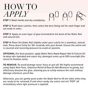 Static Nails Reusable Pop-On Manicure Set, Non-Damaging Glue-On Nails (At The Ivory Almond) - False Nails with Static Nail Glue, Nail Set, Fake Acrylic Press On Nails