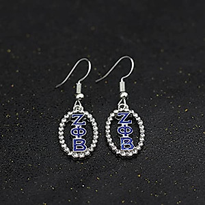 Rhinestone ZPB Earrings for Women Girls Sorority Paraphernalia Gift Greek ZPB Jewelry Sorority Earrings 1920 Finer Women Gift (ZPB Drop Earrings)