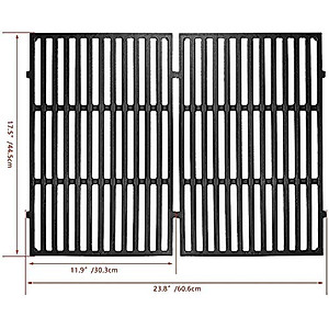 Hisencn 7638 7639 Cast Iron Grates, 7636 Flavorizer Bars and 69787 Burner Tube for Weber Spirit I & II 300 Series, Grill Repair Part Kit for Spirit E310 S310 E320 S320 E330 S330