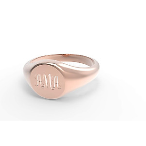 SHAREMORE Customized Signet Ring Engravable Sterling Silver Rings Personalized Monogram Jewelry for Girls Men Women Customize Initial Letter Custom 3 Letters