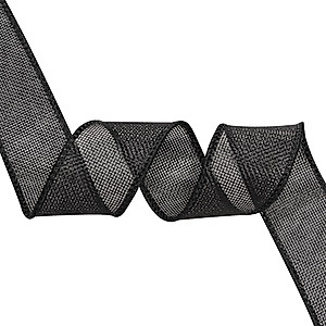 VATIN Black Burlap Wired Ribbon 1-1/2 inch X 10 Yards Fabric Craft Ribbon for Party Decorations,Big Bow,DIY Wreath Craft, Outdoor Decoration
