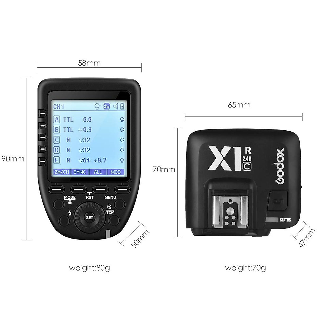 Godox Xpro-N 2.4G X System TTL Wireless Flash Trigger Transmitter & 2 x Godox X1R-N Controller Receiver Compatible for Nikon Flash…